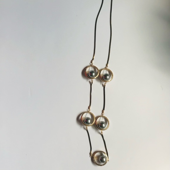 Jewelry | Nwt Gold Pewter Long Necklace By Natasha | Poshmark